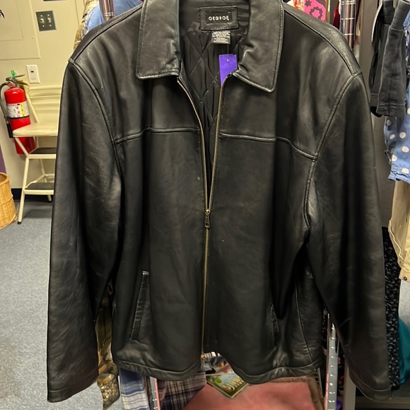 George | Jackets & Coats | Mens George Black Leather Jacket L | Poshmark